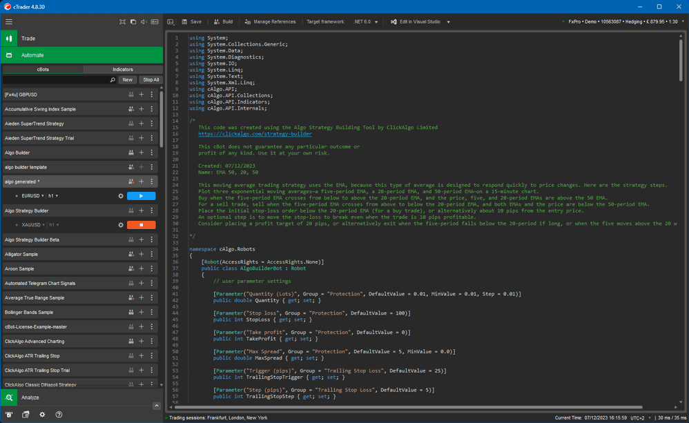 Algo Strategy Builder Code Export Clickalgo Help